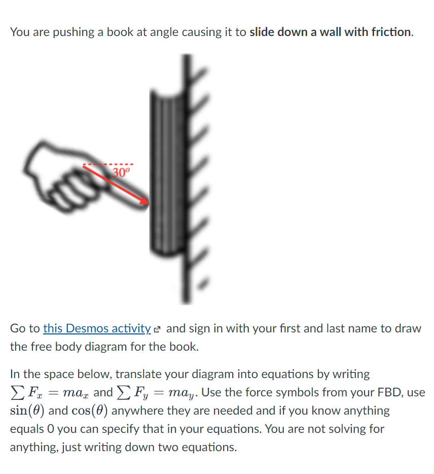 Solved You are pushing a book at angle causing it to slide | Chegg.com