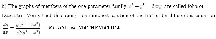 Solved 5) The graphs of members of the one-parameter family | Chegg.com
