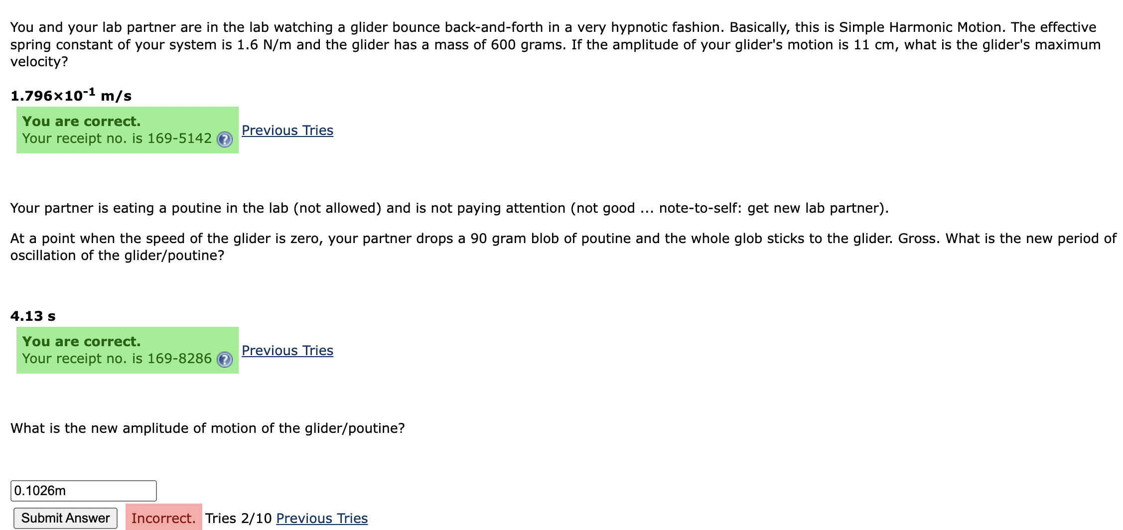 Solved You and your lab partner are in the lab watching a | Chegg.com