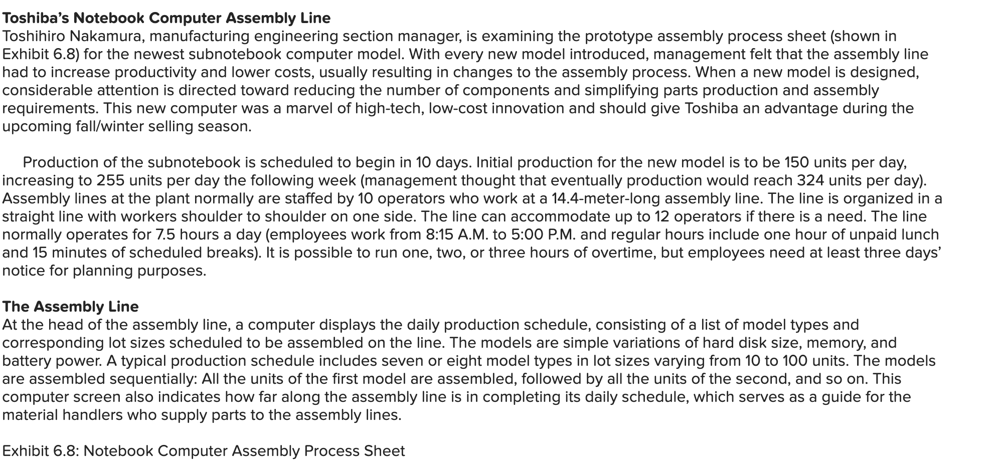 Exhibit 6.8: Notebook Computer Assembly Process Sheet | Chegg.com