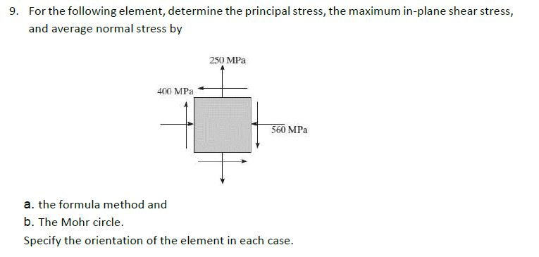 Solved 9. For the following element, determine the principal | Chegg.com
