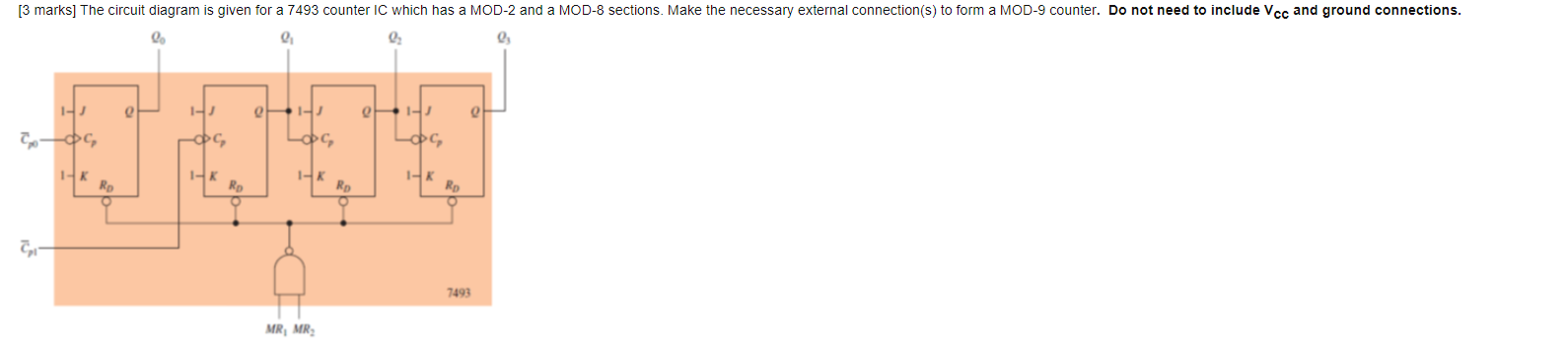 Solved [3 marks] The circuit diagram is given for a 7493 | Chegg.com