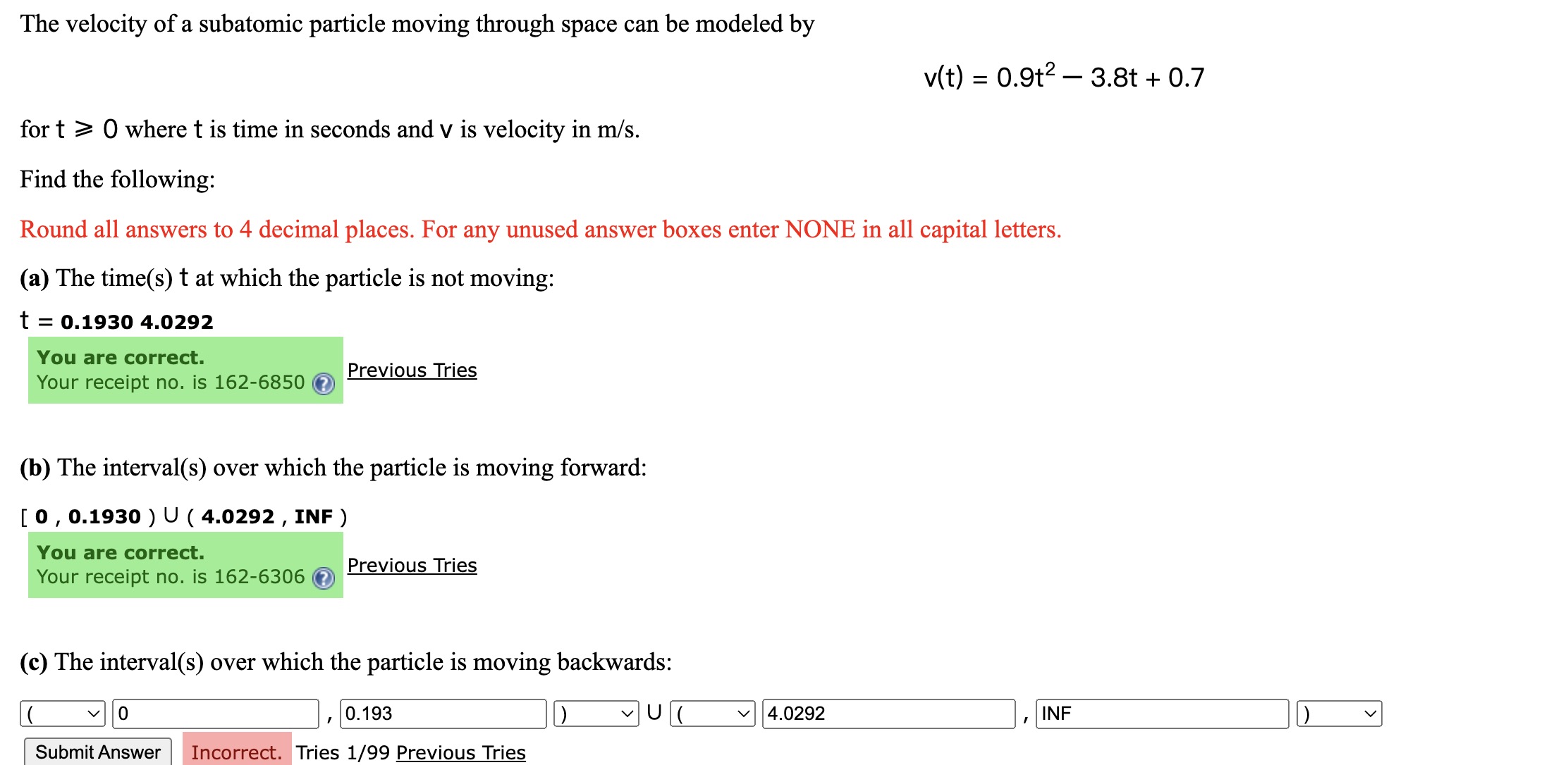 Solved The velocity of a subatomic particle moving through | Chegg.com