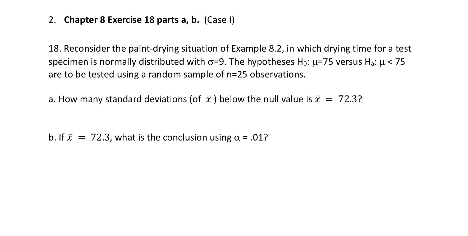 Solved 2. Chapter 8 Exercise 18 parts a, b. (Case I) 18. | Chegg.com