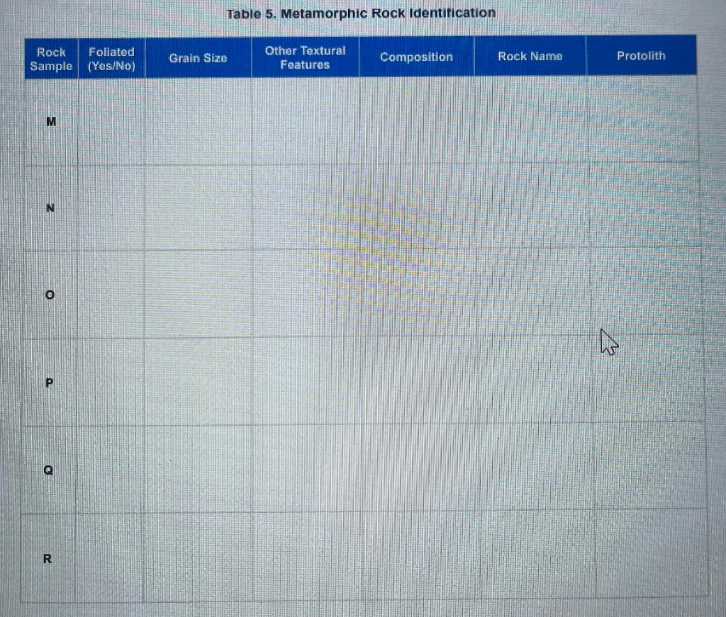 Solved EXERCISE 1: METAMORPHIC ROCK IDENTIFICATION In this | Chegg.com
