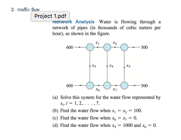 Solved 2. traffic flow Project 1.pdf vetwork Analysis Water | Chegg.com