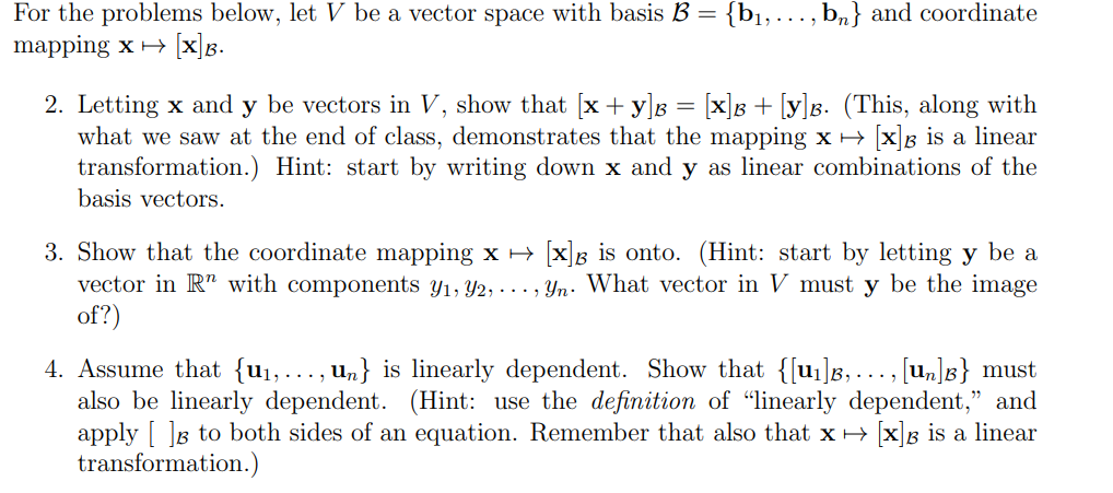 Solved For the problems below, let V be a vector space with | Chegg.com