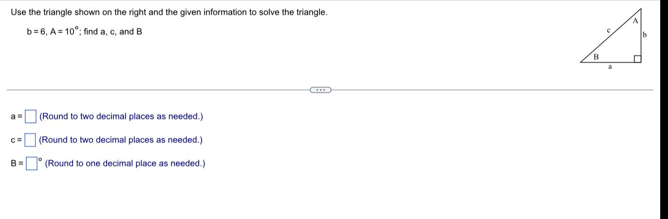 Solved Use the triangle shown on the right and the given | Chegg.com