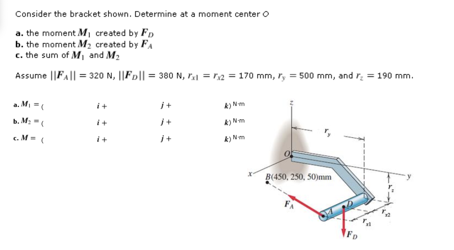 Solved Consider the bracket shown. Determine at a moment | Chegg.com