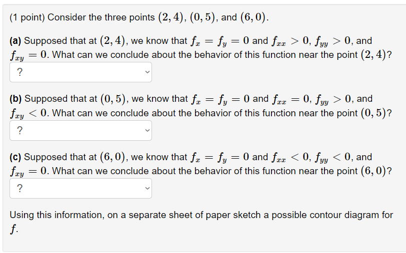 Solved (1 point) Consider the three points (2,4),(0,5), and | Chegg.com