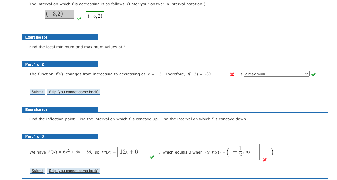 Solved Find the local minimum and maximum values of f. Part | Chegg.com