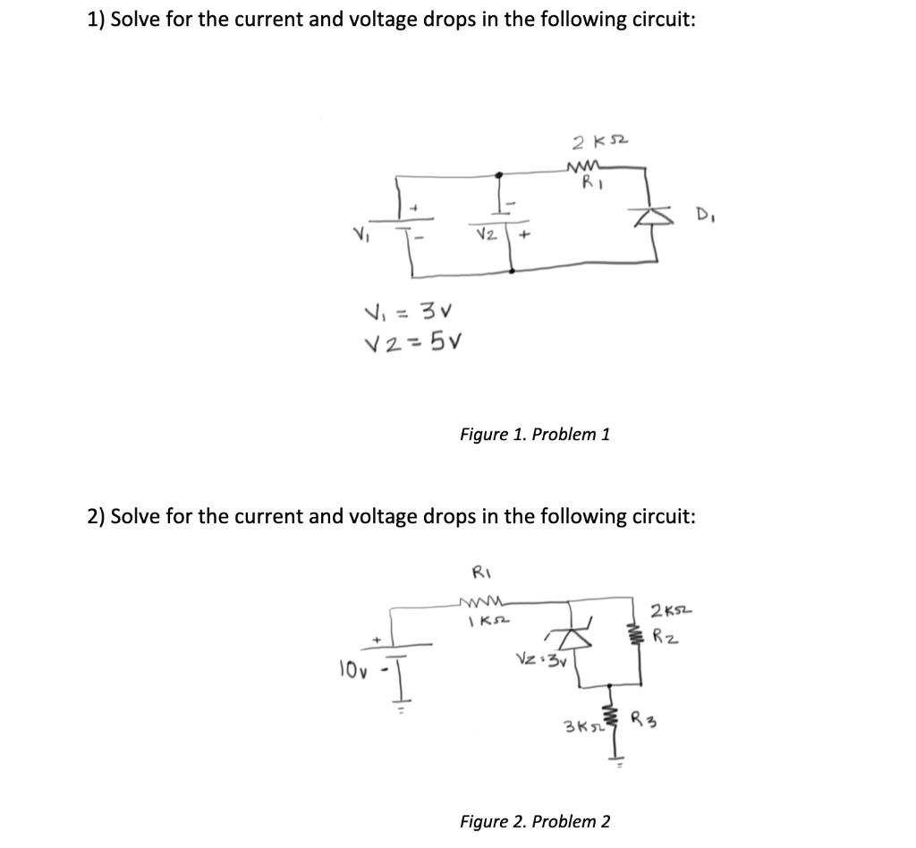 Solved 1) Solve for the current and voltage drops in the | Chegg.com