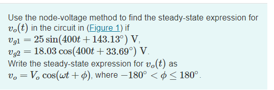 Solved Use the node-voltage method to find the steady-state | Chegg.com