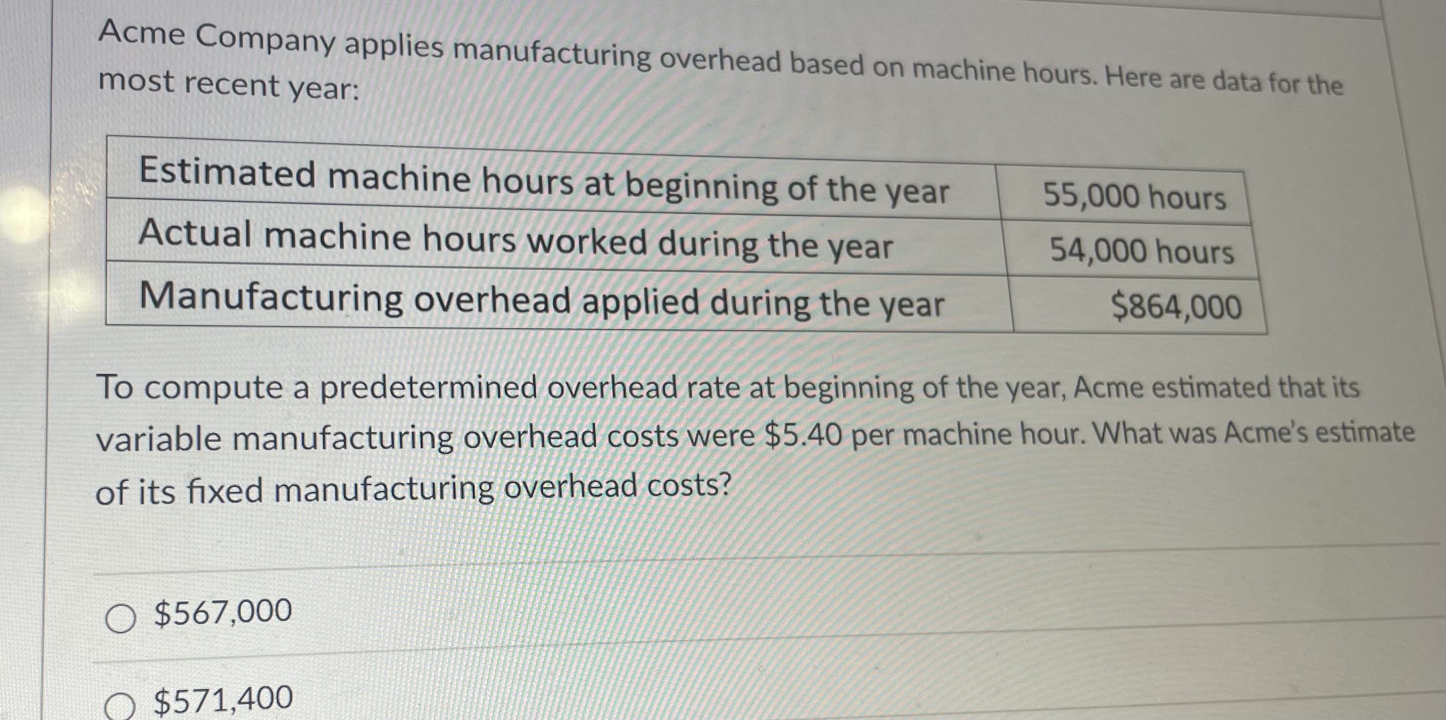 Solved Acme Company applies manufacturing overhead based on | Chegg.com
