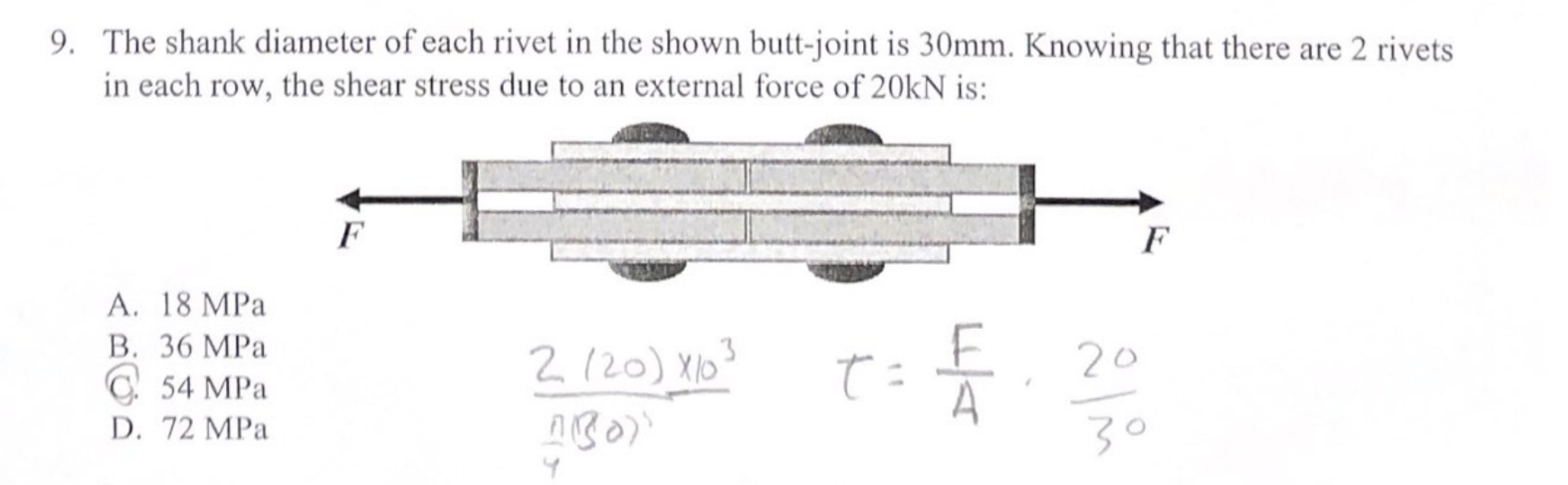 Solved The shank diameter of each rivet in the shown | Chegg.com