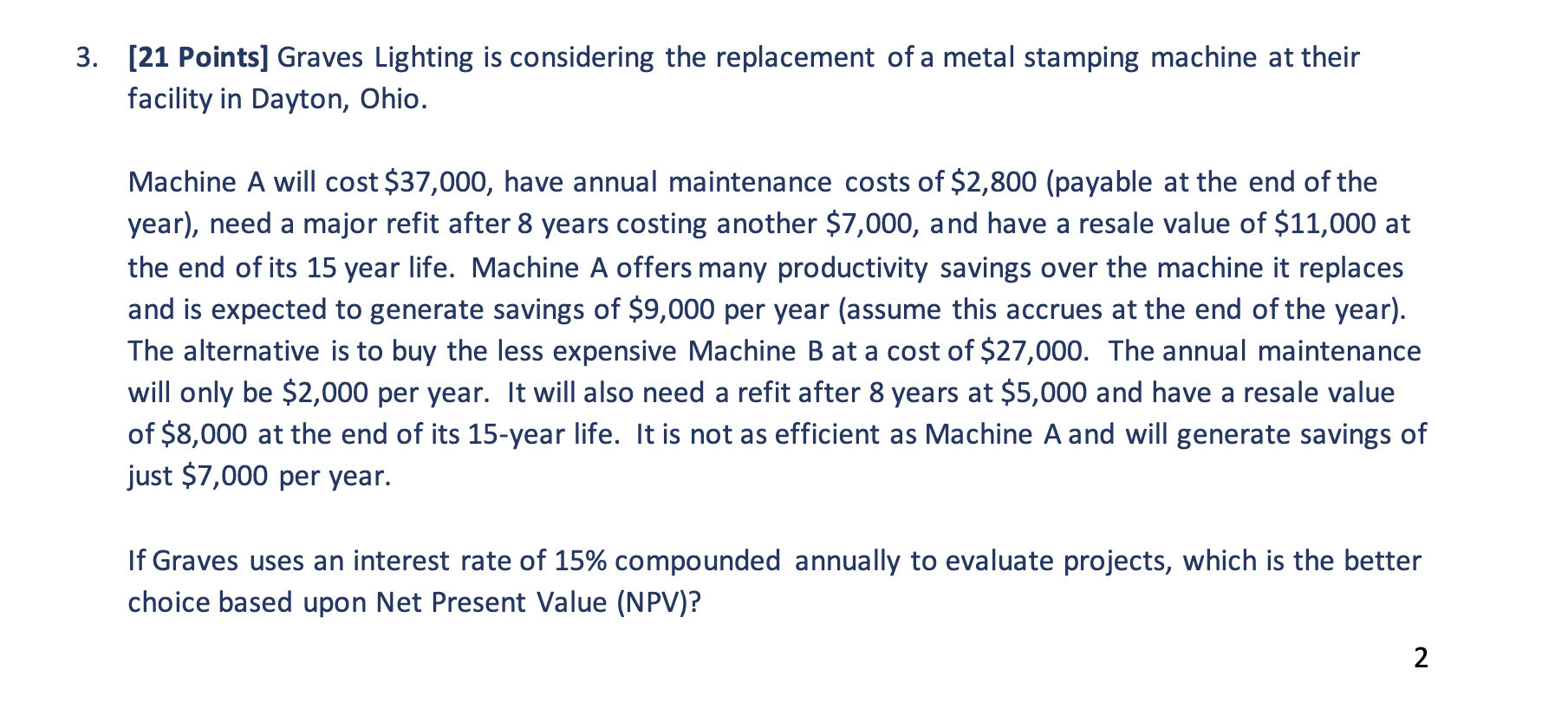 Solved 3. [21 Points] Graves Lighting is considering the | Chegg.com