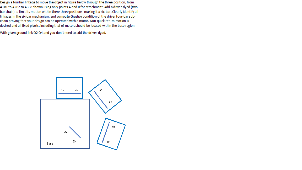 Design a fourbar linkage to move the object in figure | Chegg.com