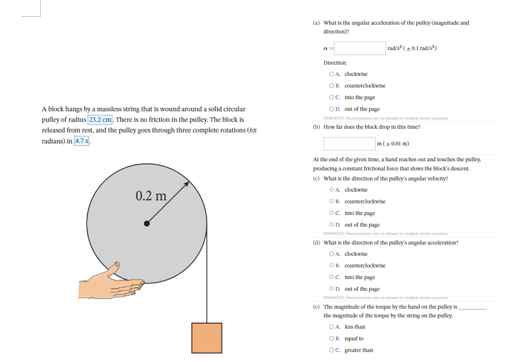 Solved (a) ﻿What is the angular acceleration of the pulley | Chegg.com