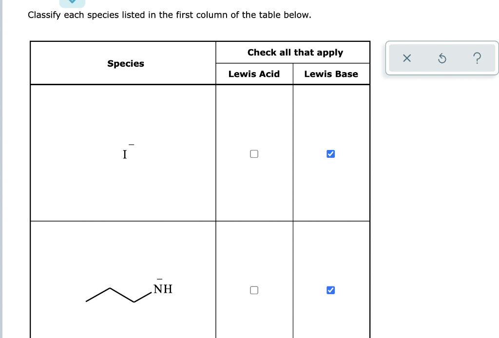 Solved Classify each species listed in the first column of | Chegg.com