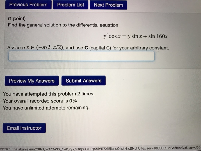 Solved Previous ProblemProblem ListNext Problem (1 point) | Chegg.com Solved Previous ProblemProblem ListNext Problem (1 point) | Chegg.com