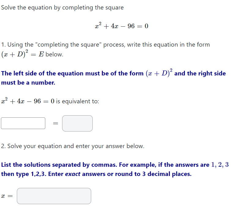 Solved Solve the equation by completing the square | Chegg.com