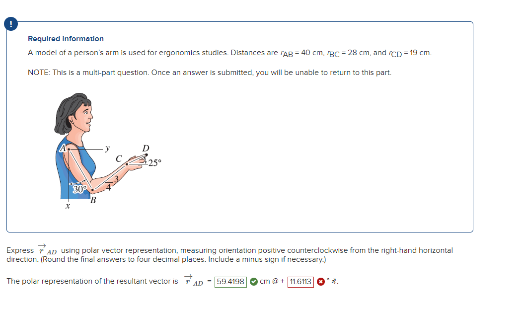Solved Required information A model of a person's arm is | Chegg.com