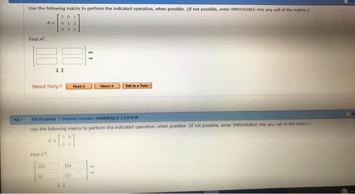 Solved Use the following matrix to perform the indicated | Chegg.com