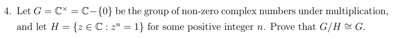 Solved Let G=C×=C-{0} be ﻿the group of ﻿non-zero complex | Chegg.com