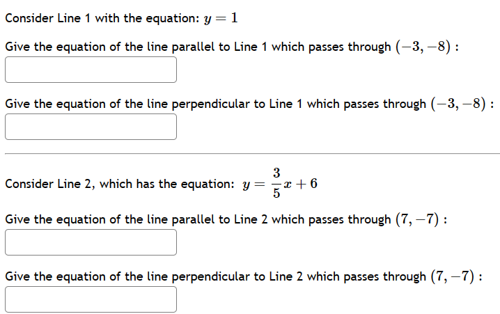 Solved Consider Line 1 with the equation: y=1 Give the | Chegg.com