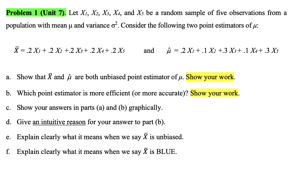 Solved Problem 1 (Unit 7). Let X1,X2,X3,X4, and X5 be a | Chegg.com