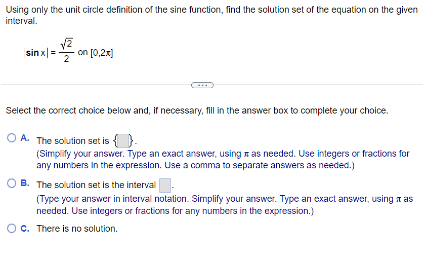 Solved Using only the unit circle definition of the sine | Chegg.com