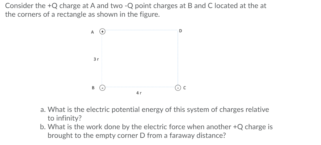 Solved Consider the +Q charge at A and two - point charges | Chegg.com