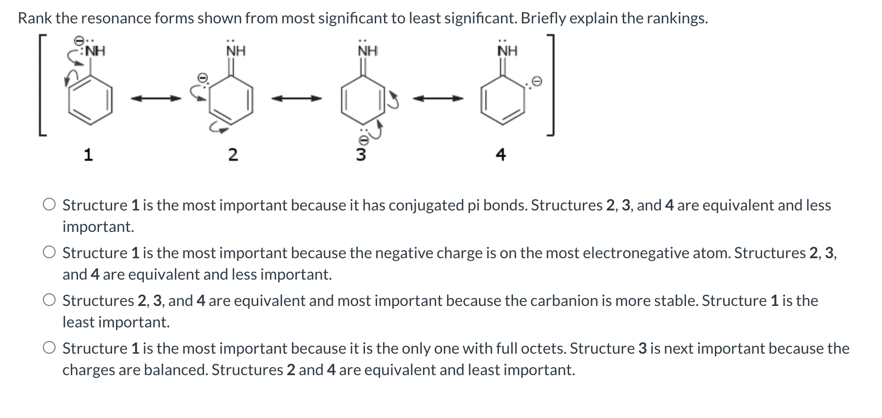 Solved For the given anion, draw all significant resonance | Chegg.com