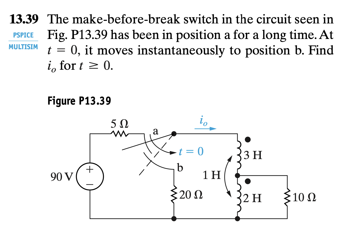 Solved 13.39 ﻿The make-before-break switch in ﻿the circuit | Chegg.com
