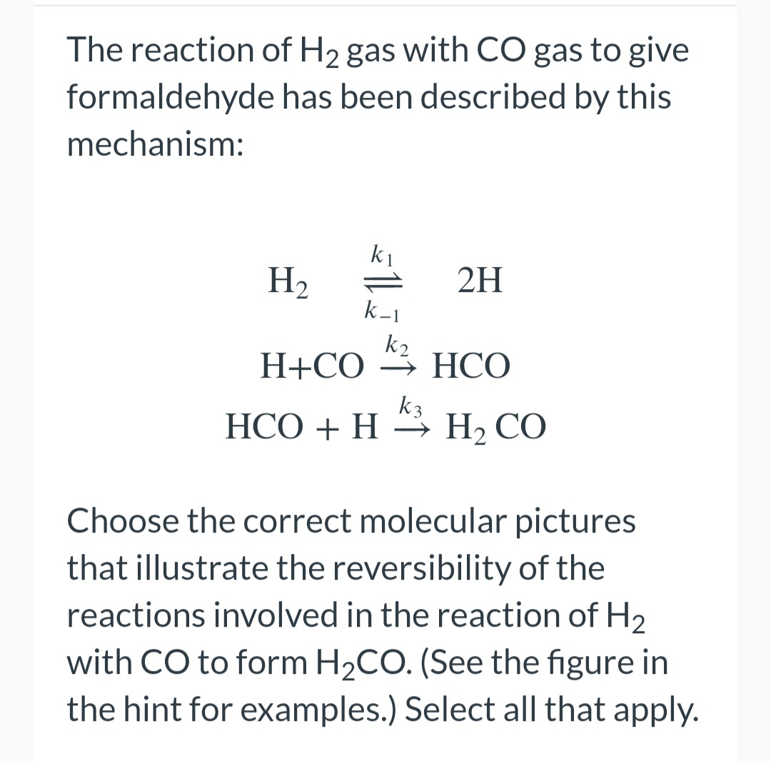 Solved The reaction of H2 gas with CO gas to give | Chegg.com