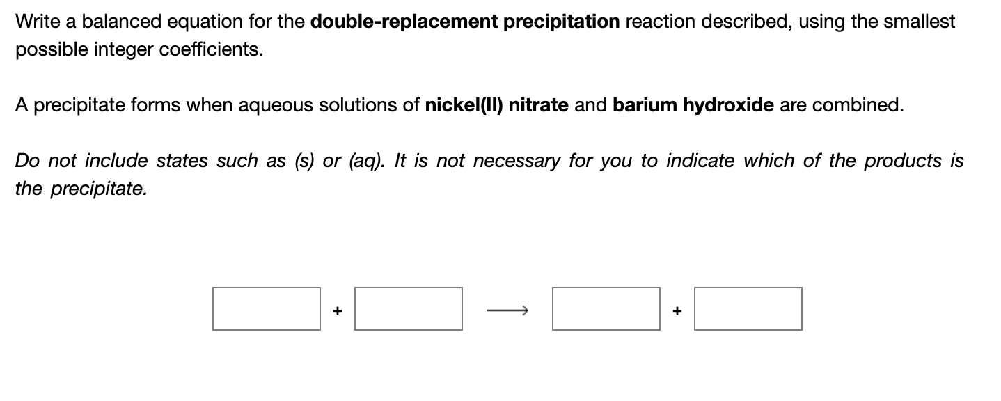 Solved Write a balanced equation for the double-replacement | Chegg.com