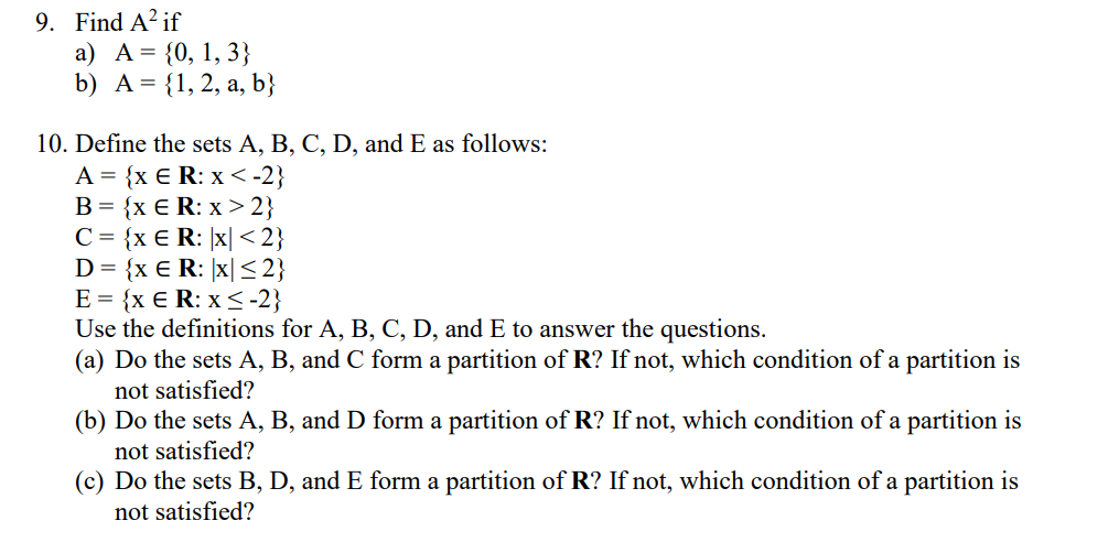 Solved 1. Use the definitions for the sets given below to | Chegg.com