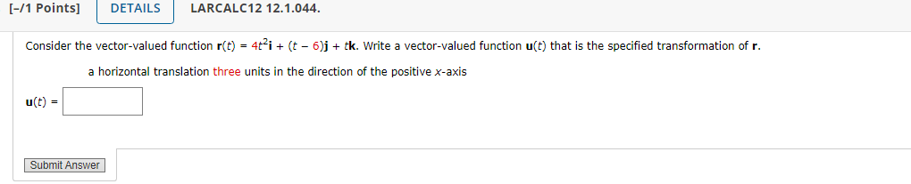 Solved Consider the vector-valued function | Chegg.com