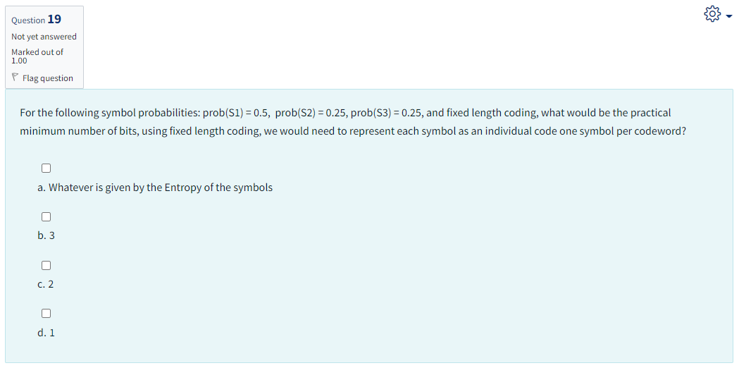 Solved Question 19 Not yet answered Marked out of 1.00 P | Chegg.com