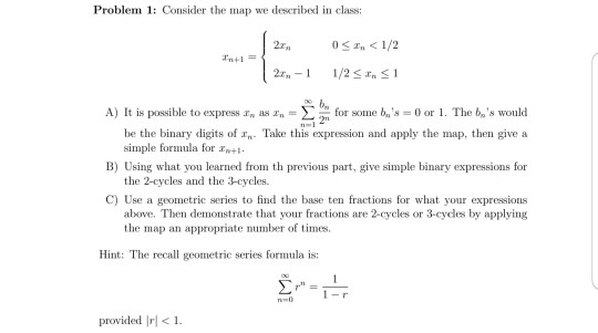 Solved Problem 1: Consider the map we described in class: 2 | Chegg.com