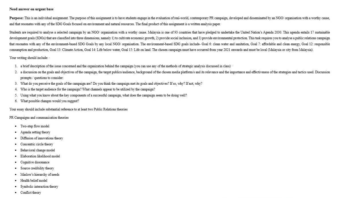 and that resonates with any of the SDG Goals focused | Chegg.com