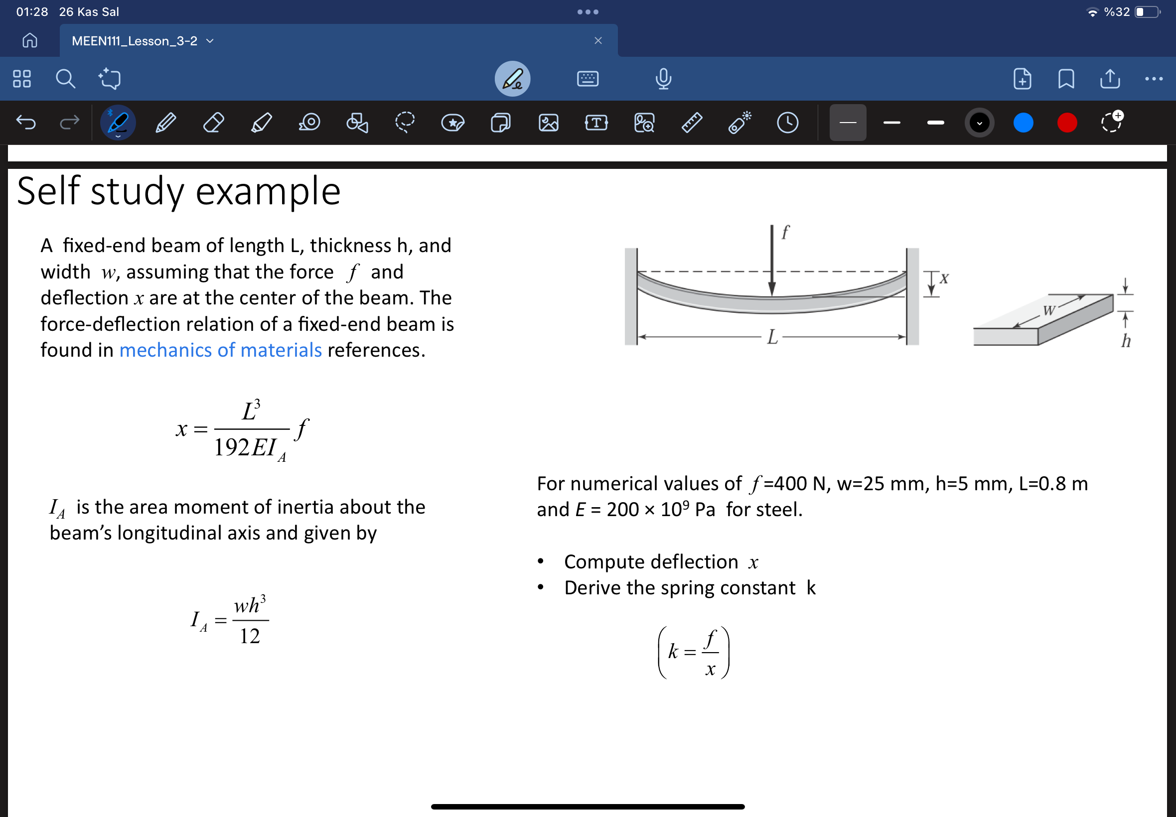 Solved Self study exampleA fixed-end beam of ﻿length L, | Chegg.com