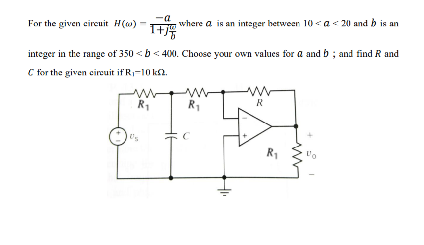 Solved -a For the given circuit HW) = where a is an integer | Chegg.com