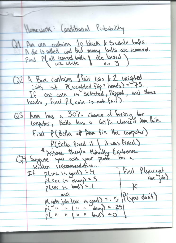 Solved Home work Conditional Probability. Q1 An un contains | Chegg.com
