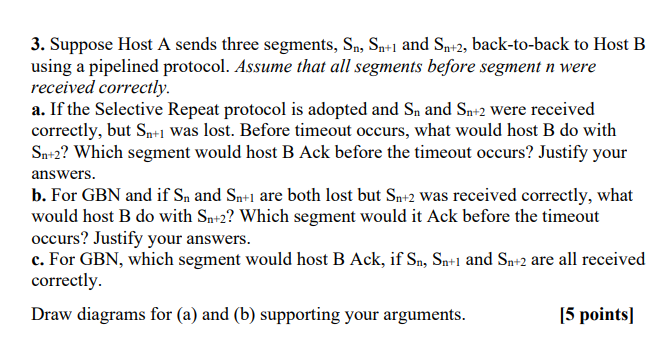 Solved Suppose Host A sends three segments, Sn,Sn+1 ﻿and | Chegg.com