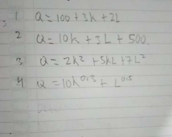 Solved Determine the returns to scale of the following | Chegg.com