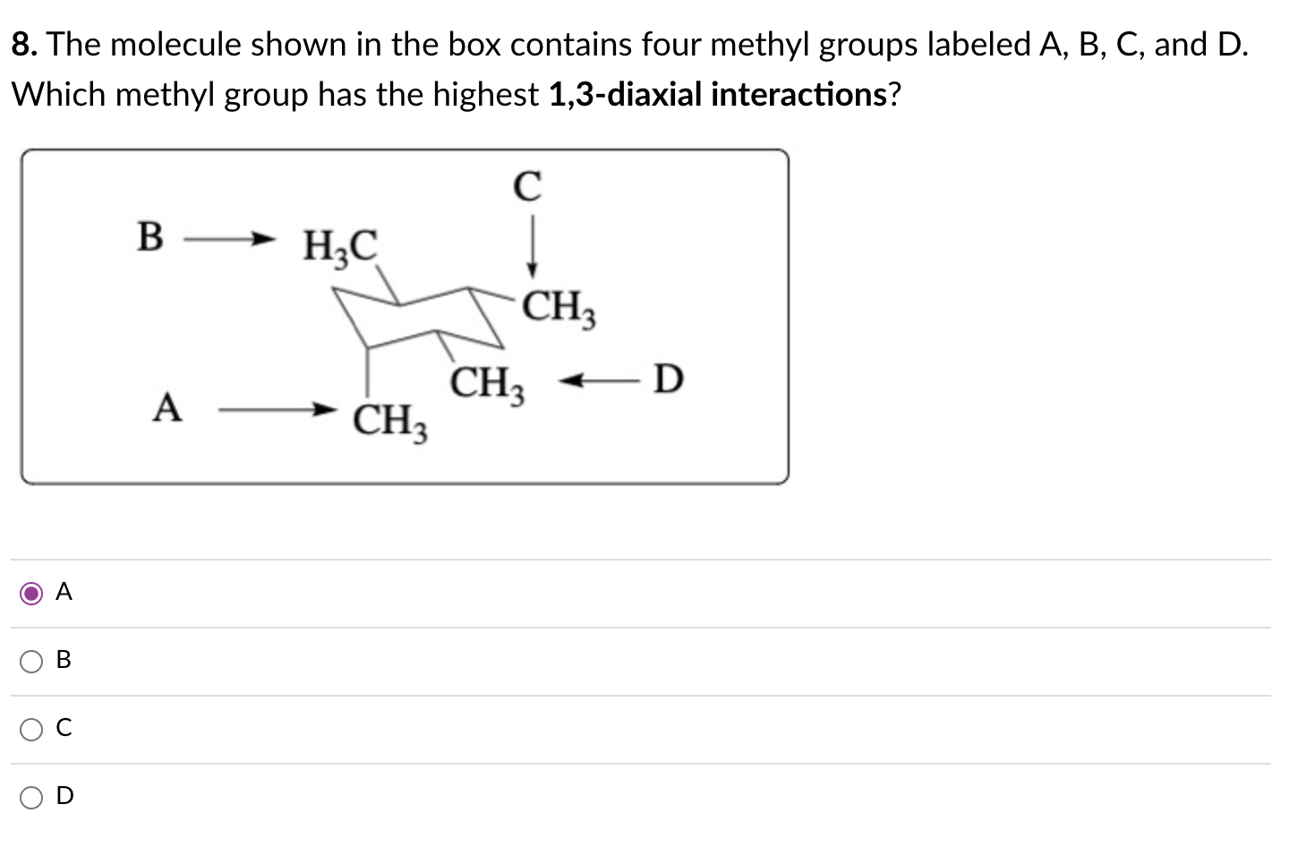 Solved 8. The molecule shown in the box contains four methyl | Chegg.com