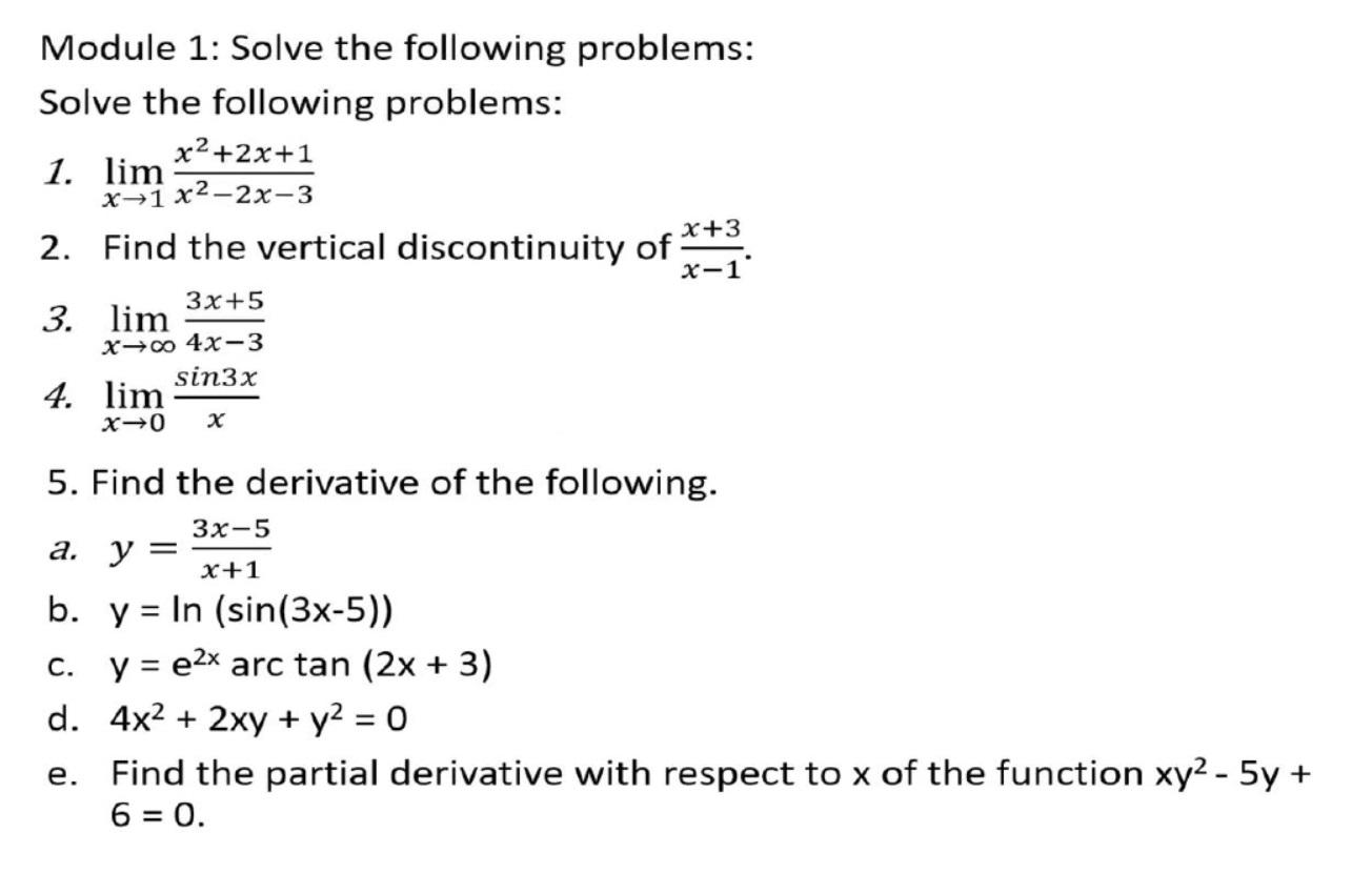 Solved Module 1: Solve the following problems: Solve the | Chegg.com