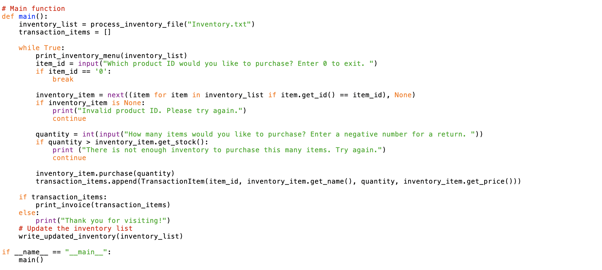 I have two files. one with the classes inventory and | Chegg.com