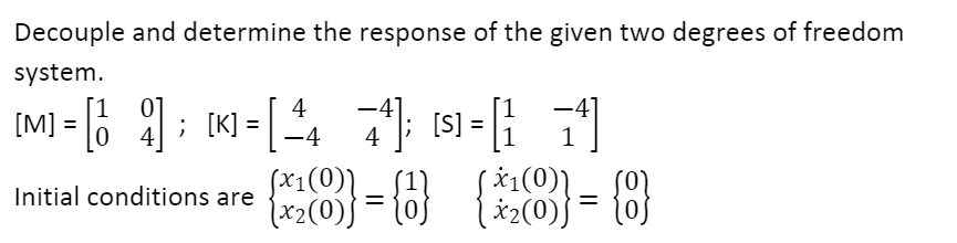 Solved Decouple and determine the response of the given two | Chegg.com